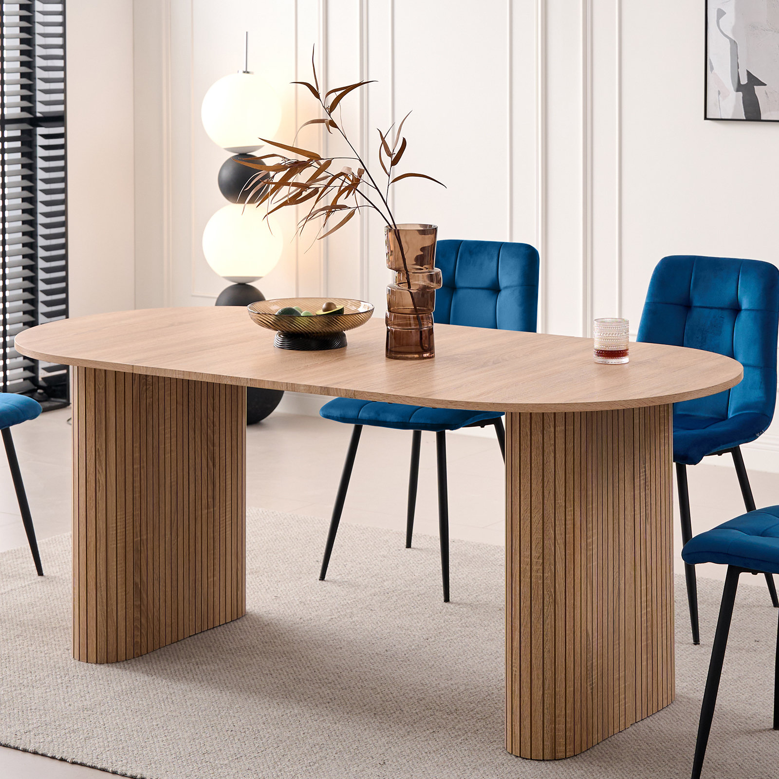 Ebern Designs 70.8" Oval Dining Table For 4, Modern Farmhouse Kitchen Table For 6, Rustic Large ...